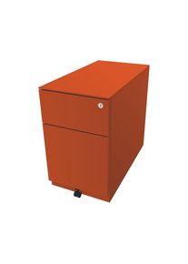 Bisley Rollcontainer Note™, mit 1 Hängeregistratur, 1 Universalschublade, HxBxT 502 x 300 x 565 mm, mit Griffleiste und Top, orange