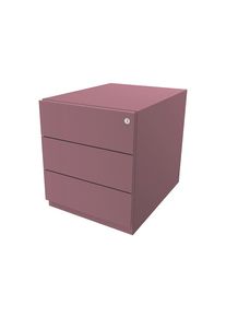 Bisley Rollcontainer Note™, mit 3 Universalschubladen, HxBxT 495 x 420 x 565 mm, mit Griffleiste, pink