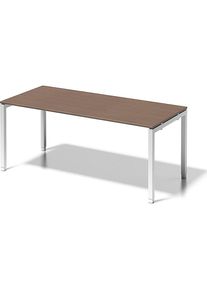 Bisley Schreibtisch CITO, U-Gestell, HxBxT 650 - 850 x 1800 x 800 mm, Gestell weiß, Platte Nussbaum