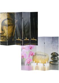 Mendler Foto-Paravent Buddha, Paravent Raumteiler Trennwand ~ 180x200 cm