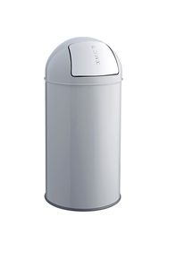 Helit Push-Abfallbehälter aus Stahl, Volumen 30 l, HxØ 650 x 300 mm, mittelgrau