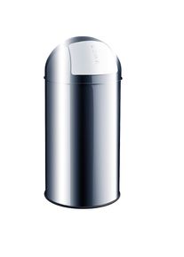 Helit Push-Abfallbehälter aus Stahl, Volumen 50 l, HxØ 745 x 360 mm, Edelstahl
