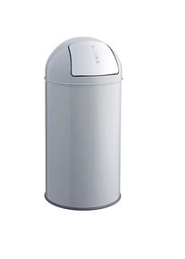 Helit Push-Abfallbehälter aus Stahl, Volumen 50 l, HxØ 745 x 360 mm, mittelgrau