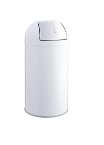 Helit Push-Abfallbehälter aus Stahl, Volumen 50 l, HxØ 745 x 360 mm, weiß