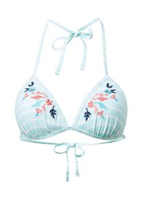 Tom Tailor Damen Gestreiftes Triangel-Bikini-Top, blau, Blumenmuster, Gr. 34