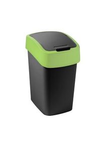 Keter CURVER Mülleimer Flip Bin, 10 Liter , Abfalleimer für den Haushalt, Farbe: schwarz / grün