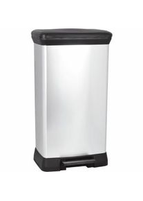 Keter CURVER Abfalleimer DECO Bin METALLIC´S, 50 Liter, Abfallbehälter in Metall-Optik, Farbe: schwarz / silber metallic