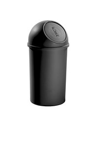 Helit Push-Abfallbehälter aus Kunststoff, Volumen 25 l, HxØ 615 x 315 mm, schwarz, VE 3 Stk