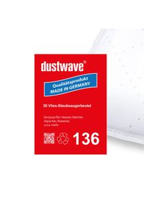Megapack - 20 Staubfilterbeutel | Filtertüten | Staubbeutel (ca. 20L) passend für Hoover - S 4486 Aqua Jet Staubsauger - dustwave® Markenstaubbeutel / Made in Germany