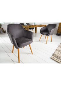 Riess Ambiente Design Armlehnen Stuhl SUPREME vintage grau mit Massivholzbeinen