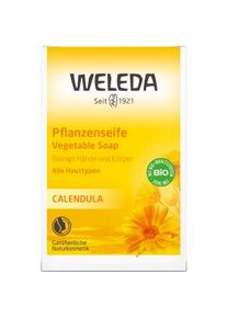 Weleda Calendula-Pflanzenseife, Hochwertige Seife reinigt besonders mild, 1 Stück, 100 g
