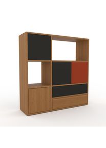 MYCS Sideboard Eiche - Sideboard: Schubladen in Graphitgrau & Türen in Graphitgrau - Hochwertige Materialien - 115 x 118 x 34 cm, konfigurierbar