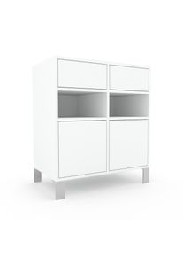MYCS Kommode Weiß - Lowboard: Schubladen in Weiß & Türen in Weiß - Hochwertige Materialien - 79 x 91 x 47 cm, konfigurierbar