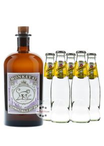 Monkey 47 Dry Gin (47% Vol., 0,5 L) & 5 x Schweppes Indian Tonic Water (0,2 L) inkl. 0,50 € Pfand