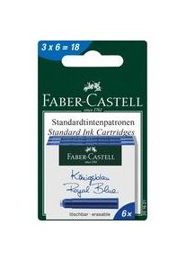 Faber-Castell Tintenpatrone für Füllhalter Standard blau, 3x 6 Stück auf Blisterkarte Packungsinhalt: 18 Stück Farbe: blau