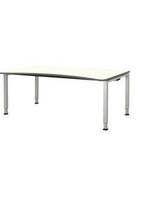Mauser Freiformtisch, höhenverstellbar, Breite 1800 mm, Platte weiß, Gestell alusilber