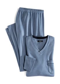 Walbusch Herren Wohlfühl Schlafanzug Easycare einfarbig Jeansblau