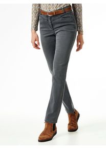 Walbusch Damen Jeans-Hose Regular Fit Grau einfarbig 