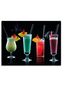 Wallario Schneidebrett Bunte Cocktails vor schwarzem Hintergrund