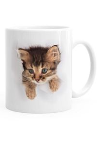 MoonWorks Tasse Kaffee-Tasse mit süßem Katzen-Aufdruck Katzen Baby schaut aus der Tasse MoonWorks®