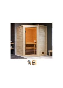 Karibu Sauna »Anni«, BxTxH: 145 x 145 x 187 cm, 38 mm, ohne Ofen, beige
