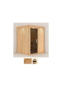 Karibu Sauna »Milaja«, BxTxH: 165 x 165 x 202 cm, 68 mm, (Set) ohne Ofen, beige