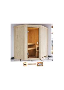 Karibu Sauna »Fedder«, BxTxH: 170 x 151 x 198 cm, 68 mm, ohne Ofen, beige
