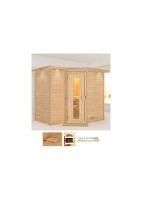 Karibu Sauna »Sanna 2«, BxTxH: 264 x 198 x 212 cm, 40 mm, (Set) ohne Ofen, beige