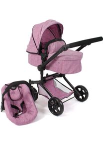 Bayer Chic 2000 CHIC2000 Kombi-Puppenwagen »Linus, Jeans Pink«, mit Babywanne und Autositz, rosa