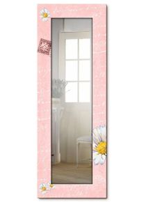 Artland Dekospiegel »Gänseblümchen auf rosa«, gerahmter Ganzkörperspiegel mit Motivrahmen, geeignet für kleinen, schmalen Flur, Flurspiegel, Mirror Spiegel gerahmt zum Aufhängen, rosa