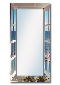 Artland Dekospiegel »Fenster zum Paradies«, gerahmter Ganzkörperspiegel mit Motivrahmen, geeignet für kleinen, schmalen Flur, Flurspiegel, Mirror Spiegel gerahmt zum Aufhängen, blau