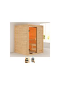 Karibu Sauna »Sandy«, BxTxH: 145 x 145 x 187 cm, 38 mm, ohne Ofen, beige