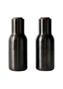 Menu - Bottle Grinder Mühle 2er Set Messing - messing/bronziert/H x Ø 20.5x8cm/Deckel Walnuss