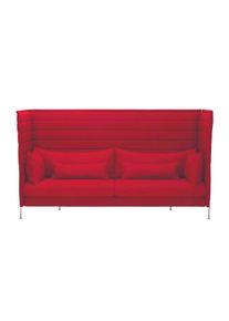 Vitra - Alcove Highback 3-Sitzer Sofa - rot/Stoff Laser 01/Gestell Chrom/inkl. 2 Rückenkissen