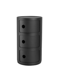 Kartell - Componibili 3 Container matt - schwarz/matt/H x Ø 58x32cm