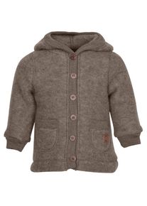 Mikk-line - Wool Cardigan With Hood + Pockets - Merinojacke Gr 80 braun/grau