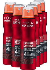 L'Oréal L'ORÉAL PARIS MEN EXPERT Deo-Spray Deo Spray Ultimate Control 48h, Packung, 6-tlg., weiß