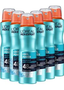 L'Oréal L'ORÉAL PARIS MEN EXPERT Deo-Spray Deo Spray Cool Power 48h, Packung, 6-tlg., weiß