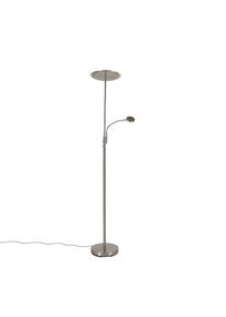 Qazqa Moderne Stehlampe Stahl inkl. LED mit Fernbedienung und Lesearm - Strela