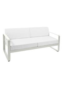 Fermob - Bellevie Outdoor 2-Sitzer Sofa - lehmgrau/texturiert/Kissenstoff Sunbrella® grauweiß/BxHxT 160x71x75cm