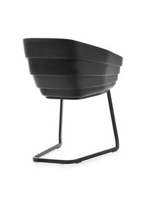 Moroso - Rift Freischwinger Stuhl - schwarz RAL9005/Sitzschale Polyurethan/BxHxT 58x82x52cm/Gestell Stahl schwarz lackiert