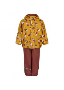 CeLaVi - Kid's Rainwear Set AOP with Fleece - Overall Gr 100 rot/orange/braun