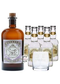 Monkey 47 Dry Gin (47% Vol., 0,5 L) & 5 x Fentimans Tonic Water (0,2L) + 1 Tumbler inkl. 1,25€ Pfand