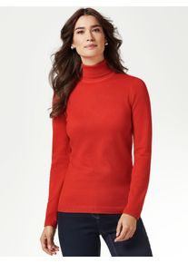 Walbusch Damen Rollkragen Pullover normale Größen Rot einfarbig
