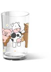 Emsa Kids Kinderglas, 200 ml, Aus Hochglanzkunststoff mit beliebtem Kids-Dekor, Farbe: Grün, Motiv: Farm Family