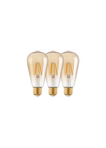 Eglo LED-Leuchtmittel 4 W / E27 / 360 Lm / 2200 K Kolben in amber, 3er-Set