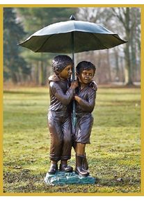 IDYL Gartenfigur »IDYL Bronze-Skulptur Zwei Kinder unterm Regenschirm