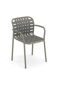 Emu - Yard Gartenarmlehnstuhl - graugrün/Sitz elastische Gurte graugrün/BxHxT 58x81x55cm/Gestell graugrün