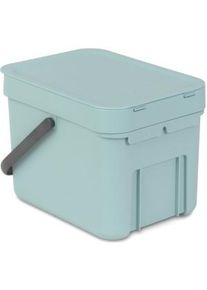 Brabantia Abfalleimer "Sort and Go", 6 Liter, Hochwertiger Abfallbehälter aus Kunststoff, Farbe: mint