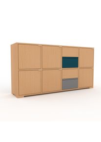 MYCS Kommode Buche - Lowboard: Schubladen in Buche & Türen in Buche - Hochwertige Materialien - 156 x 81 x 34 cm, konfigurierbar